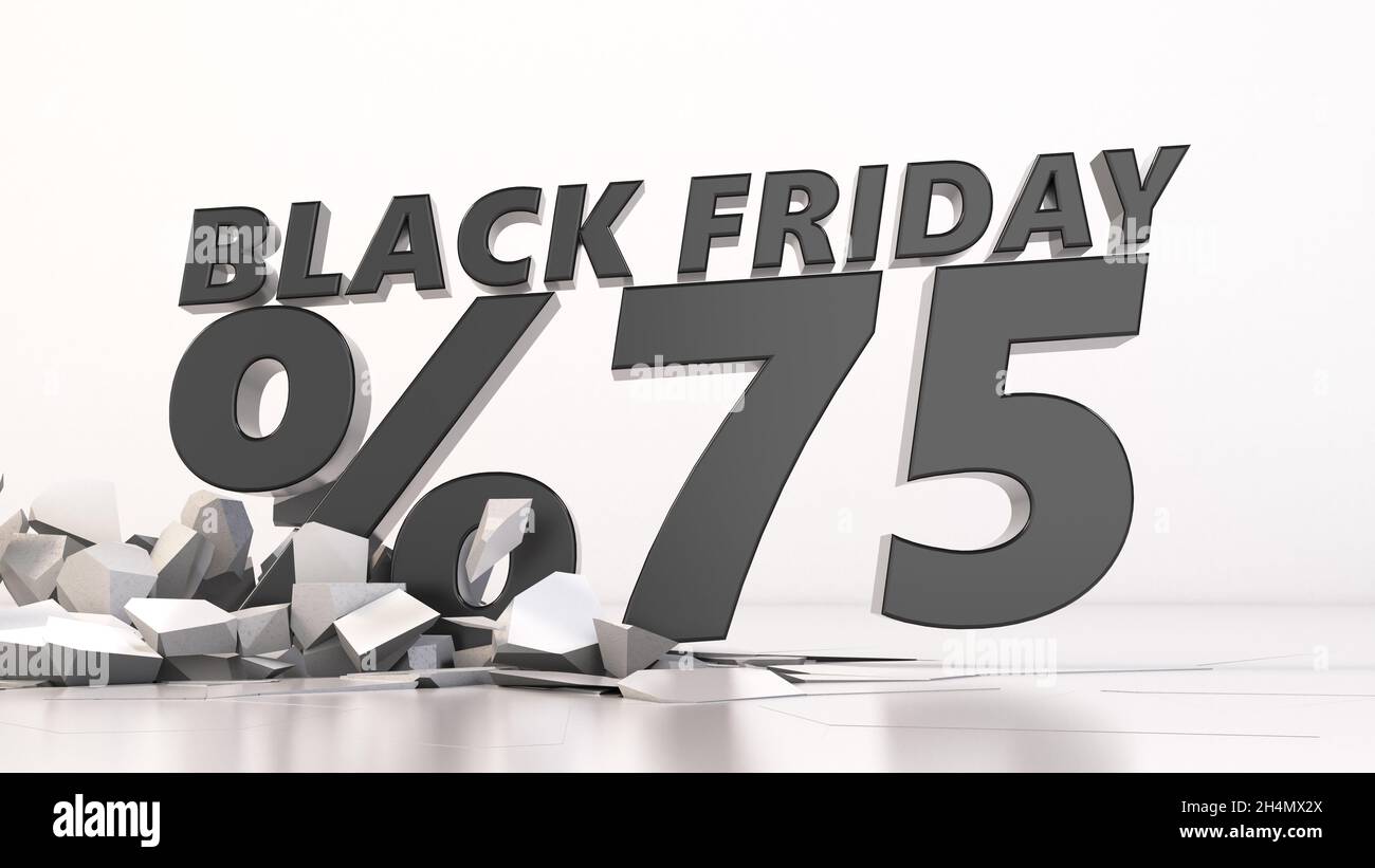 Ground breaking %75 Black friday sale. 3d illustration, suitable for ...