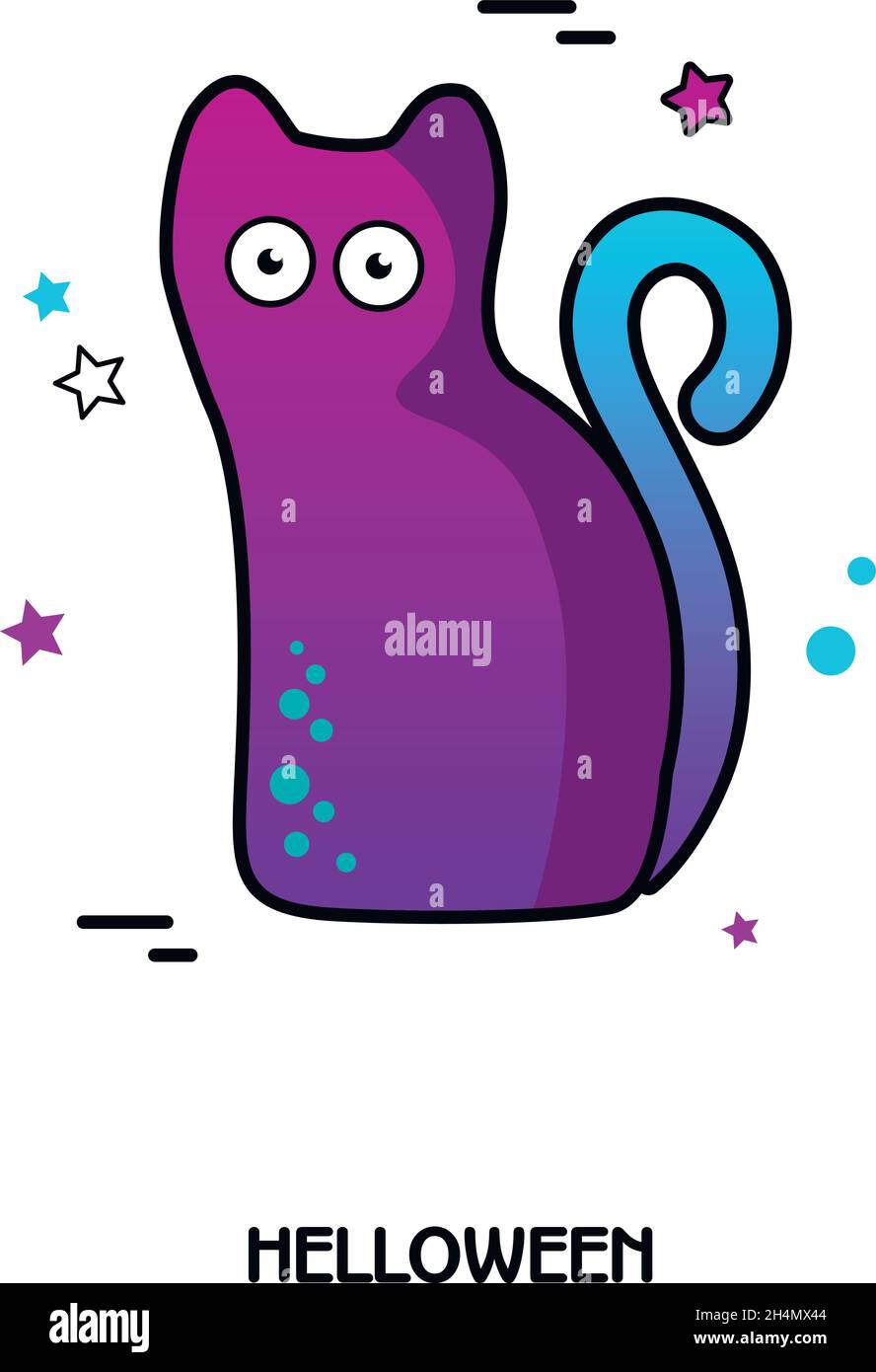 Black cat vector icon. Halloween sticker, eps 10 Stock Vector Image ...