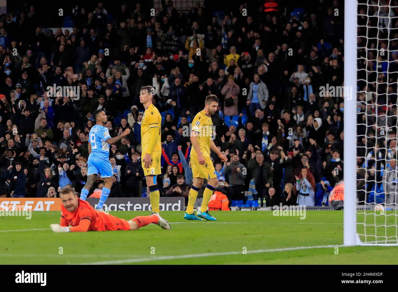 Gabriel Jesus #9 of Manchester City celebrates scoring to make it 4-1 ...