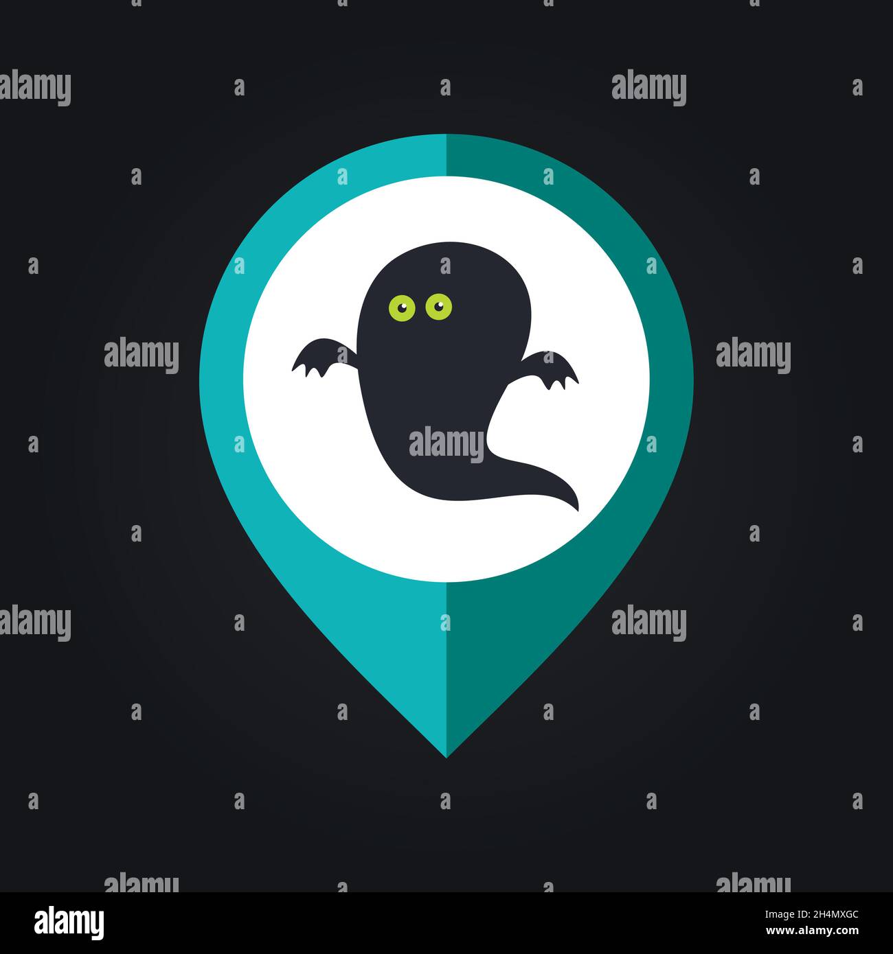 Halloween Ghost mapping pin icon, vector illustration eps 10 Stock ...