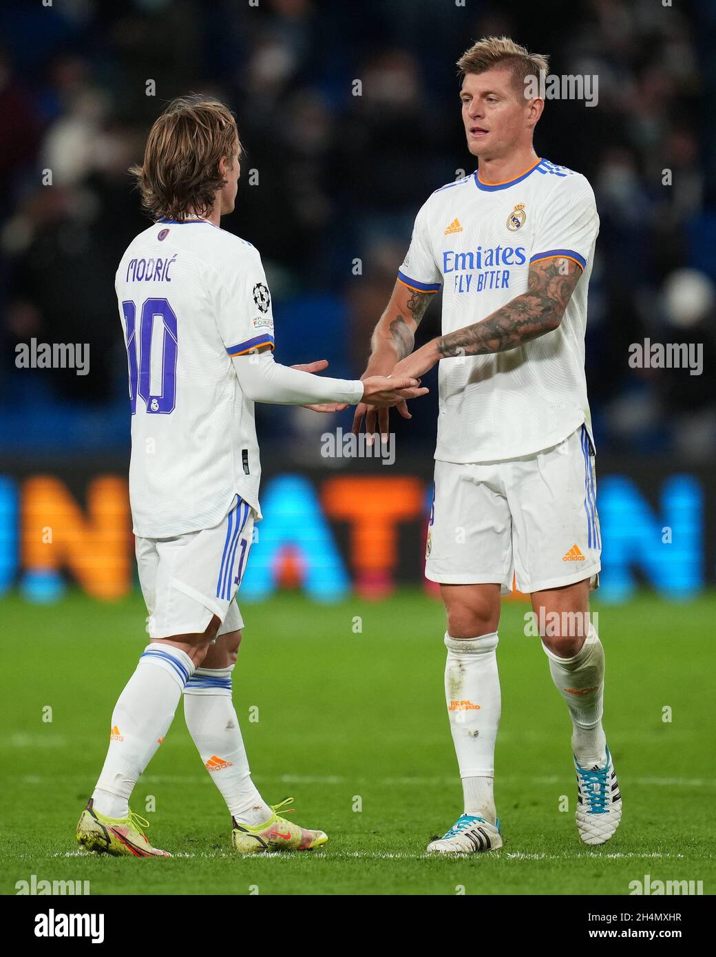 Toni Kroos and Luka Modric of Real Madrid at full time during the UEFA ...