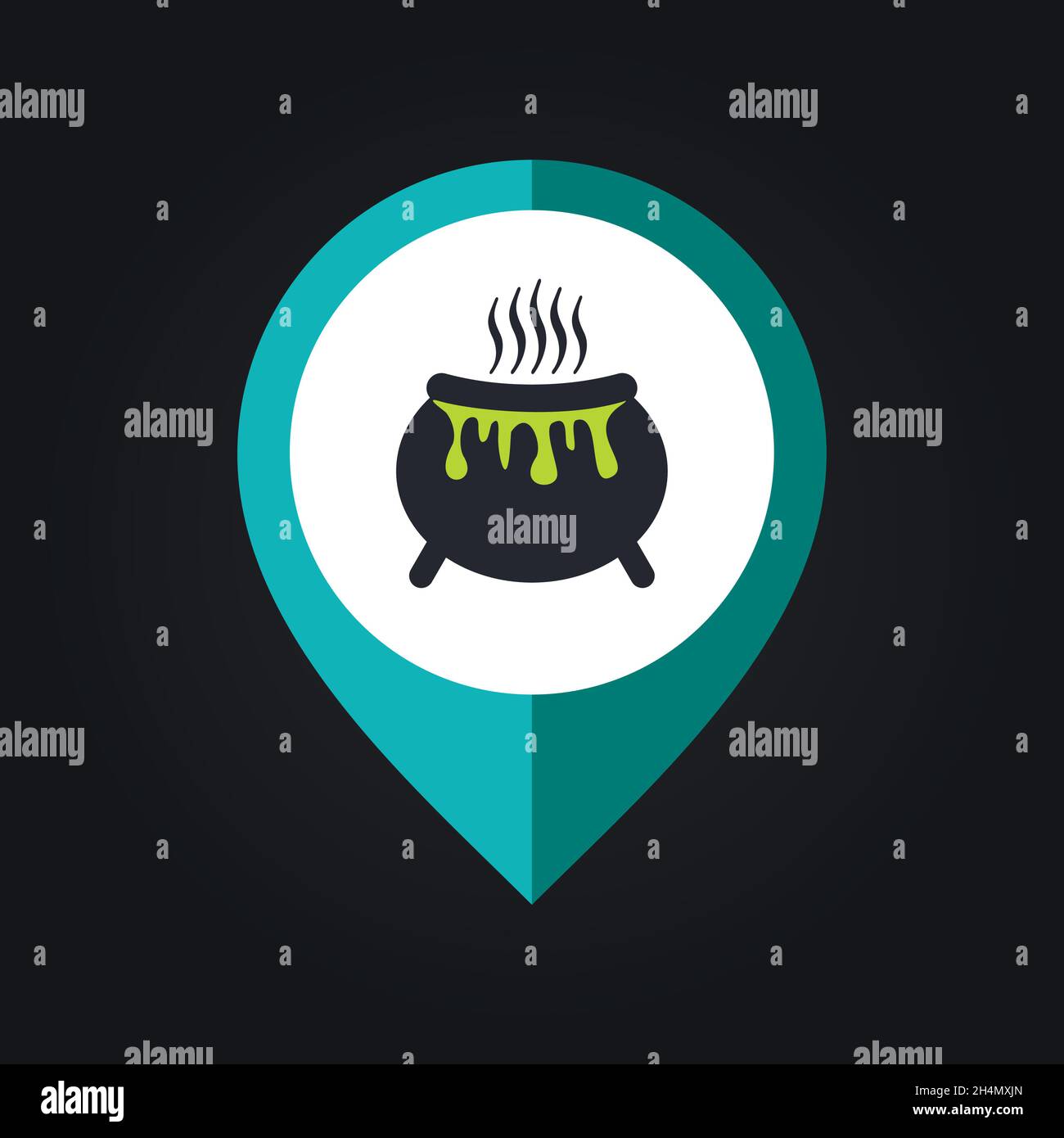 Halloween witch cauldron mapping pin icon, vector illustration eps 10 ...