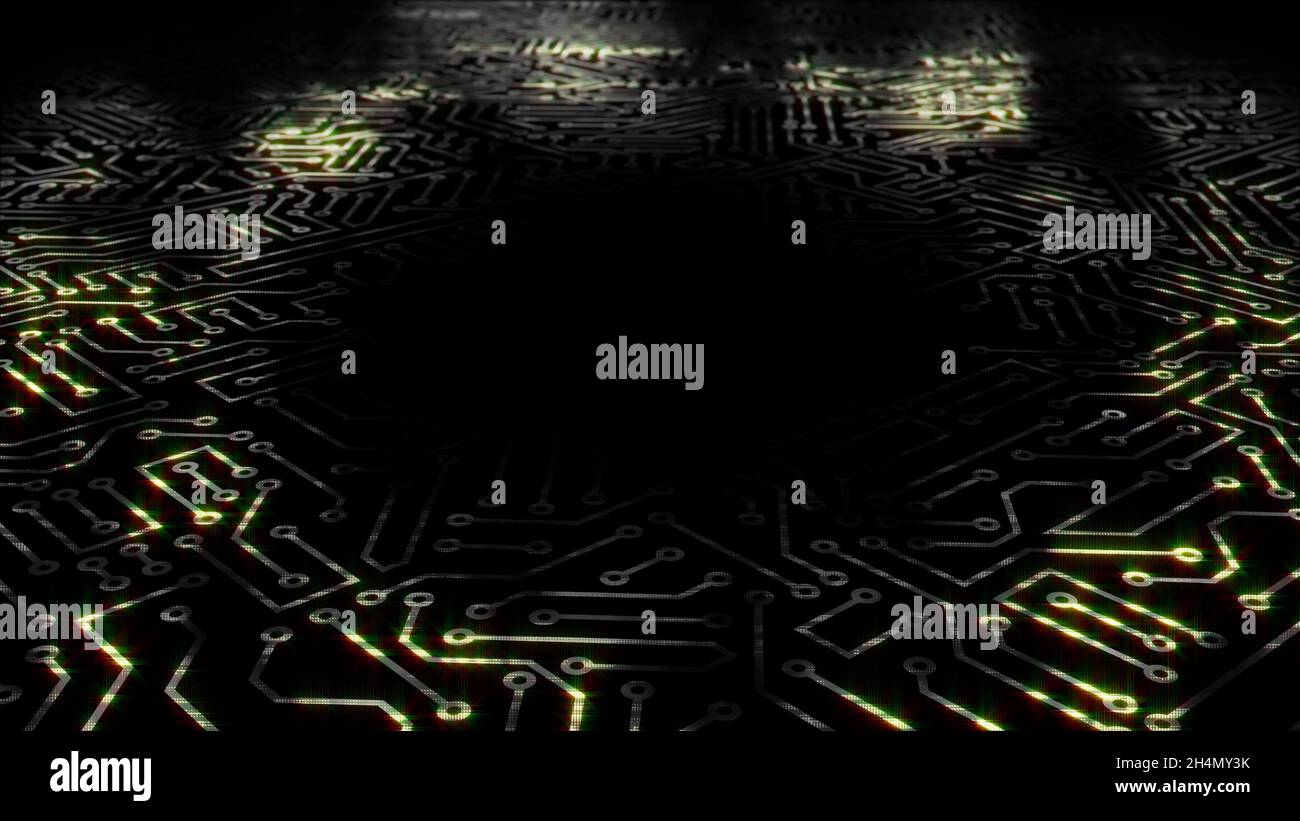 3D rendering of an electrical pulse passing through the circuits of a ...
