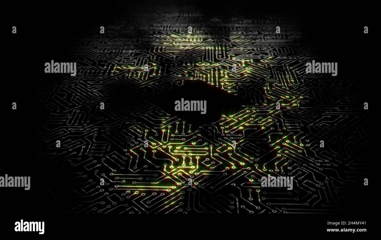 3D rendering of an electrical pulse passing through the circuits of a ...