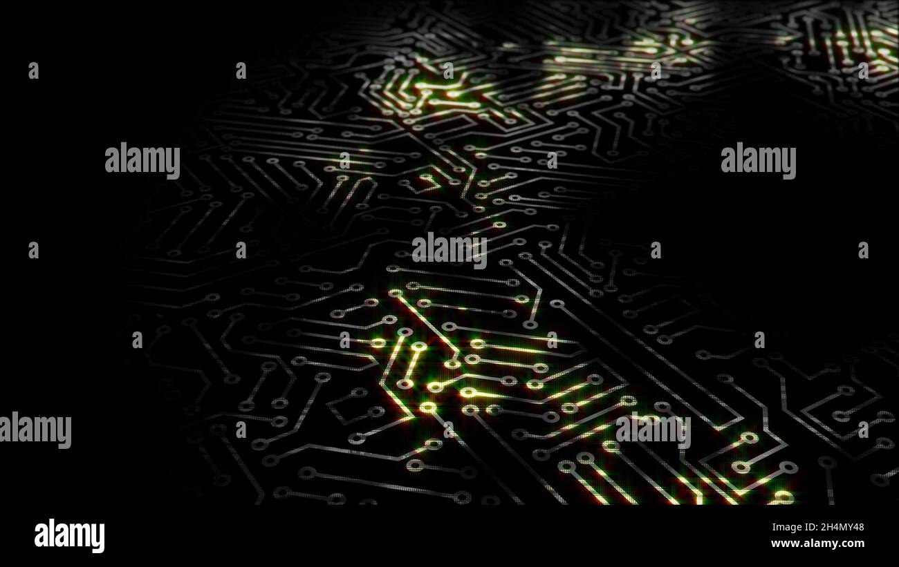 3D rendering of an electrical pulse passing through the circuits of a ...