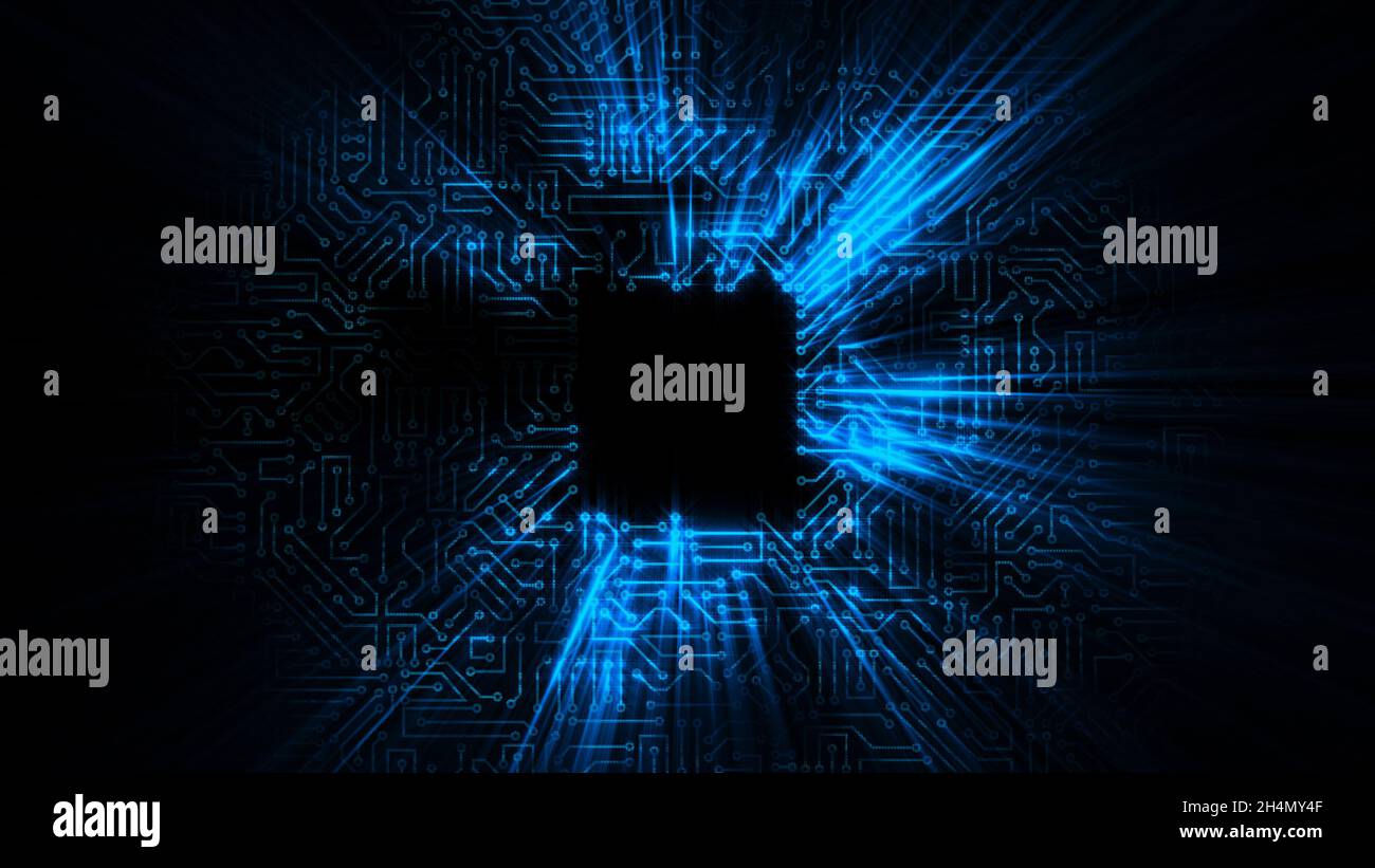 3D rendering of an electrical pulse passing through the circuits of a ...