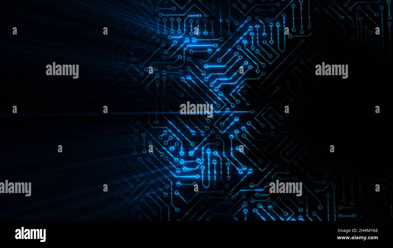 3D rendering of an electrical pulse passing through the circuits of a ...