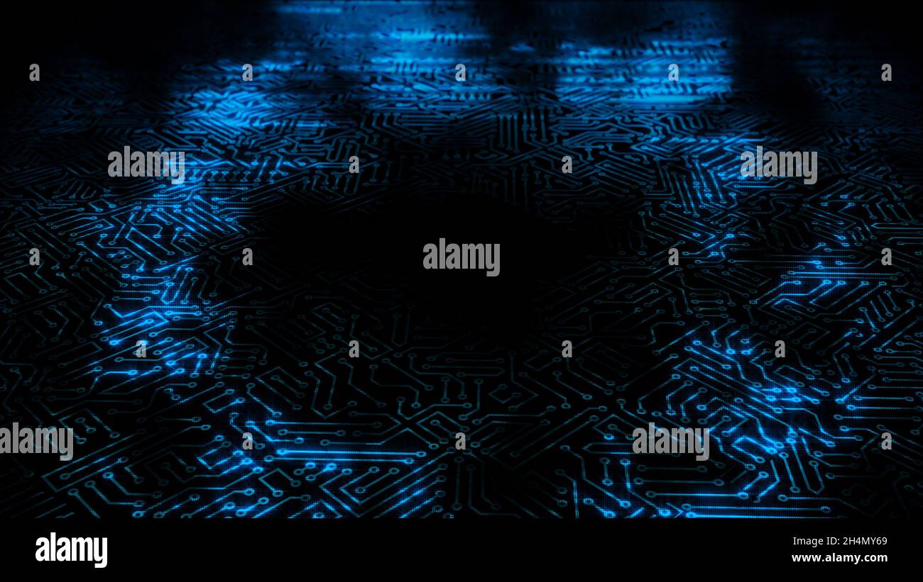 3D rendering of an electrical pulse passing through the circuits of a ...