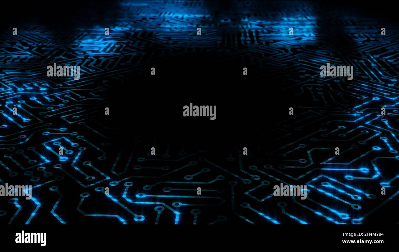 3D rendering of an electrical pulse passing through the circuits of a ...