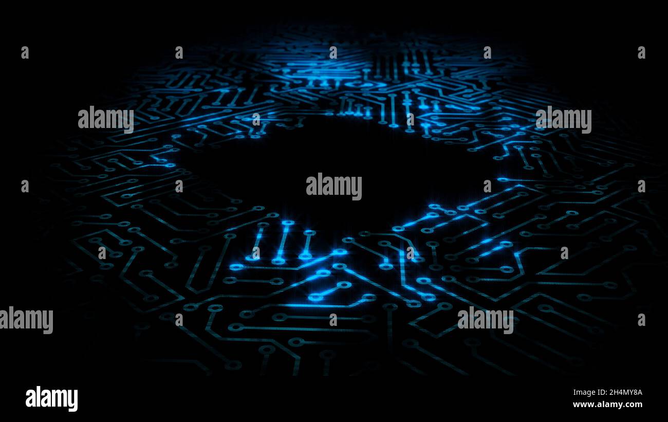 3D rendering of an electrical pulse passing through the circuits of a ...