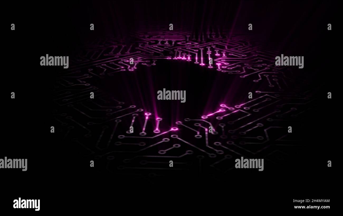 3D rendering of an electrical pulse passing through the circuits of a ...