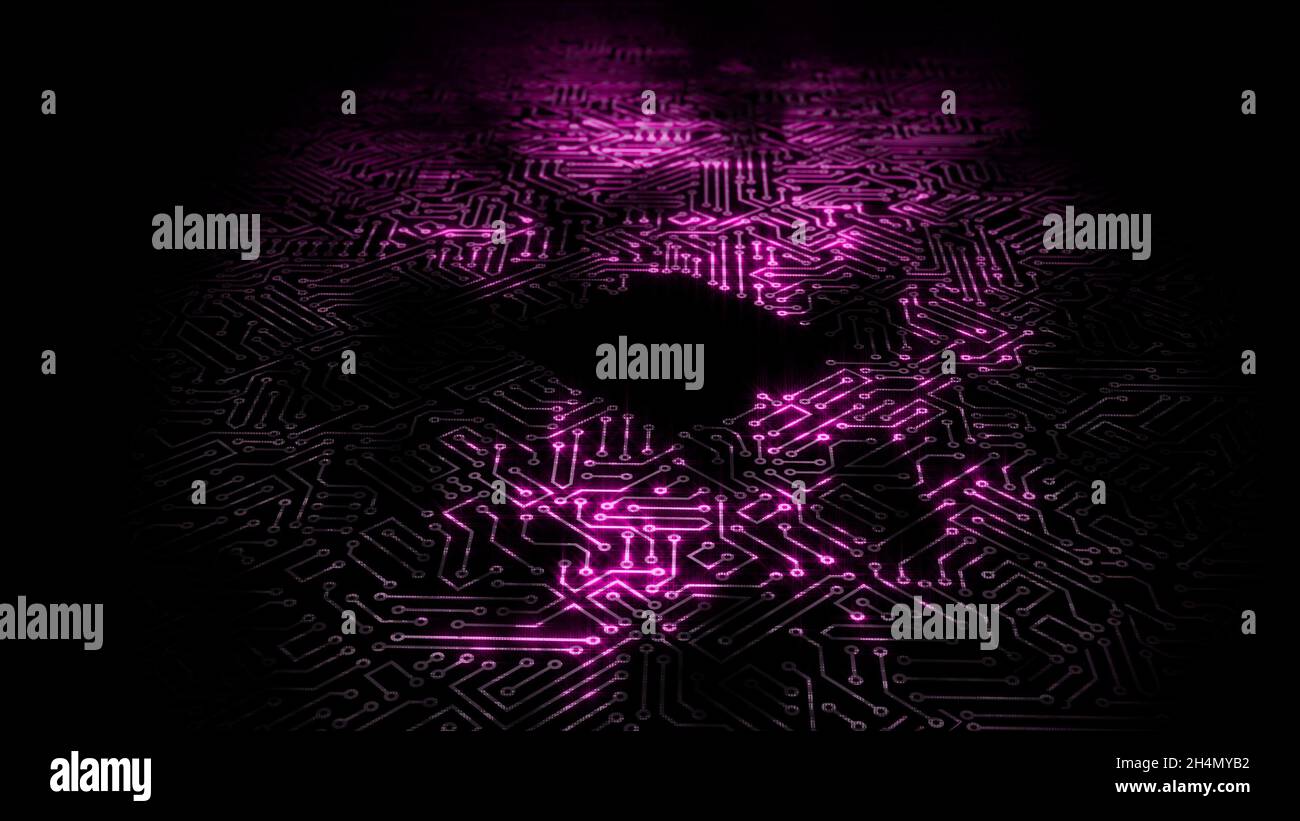 3D rendering of an electrical pulse passing through the circuits of a ...