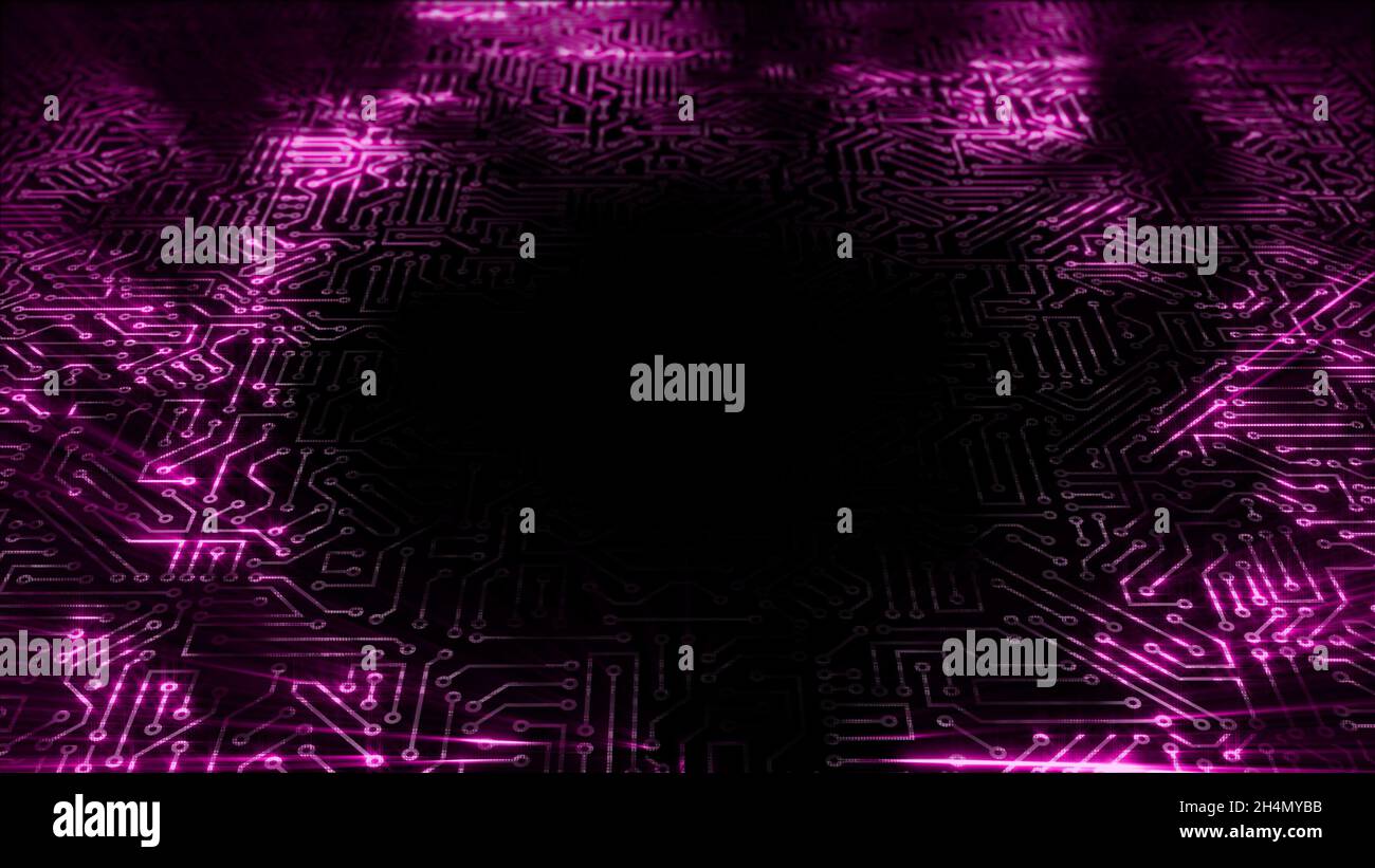 3D rendering of an electrical pulse passing through the circuits of a ...