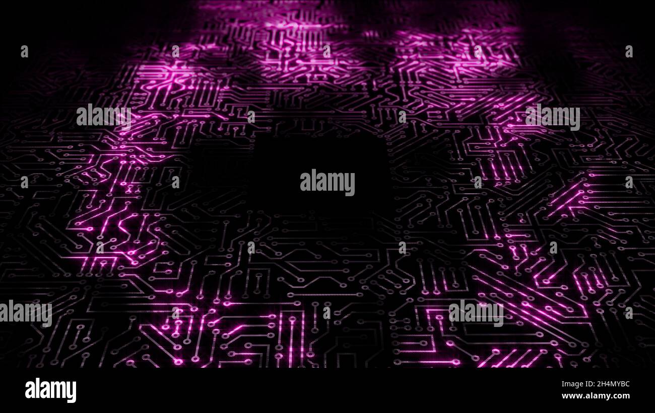 3D rendering of an electrical pulse passing through the circuits of a ...