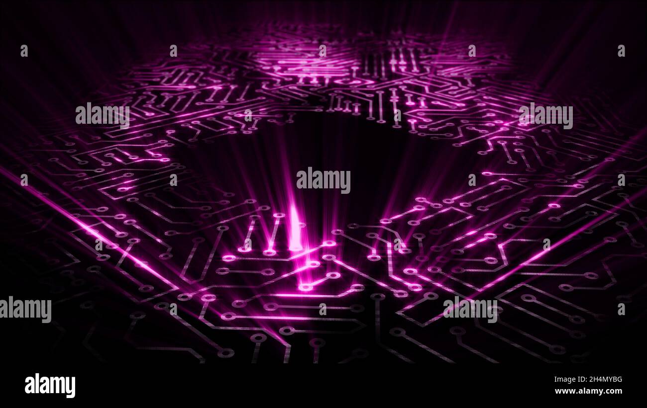 3D rendering of an electrical pulse passing through the circuits of a ...