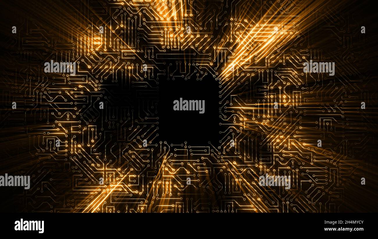 3D rendering of an electrical pulse passing through the circuits of a ...