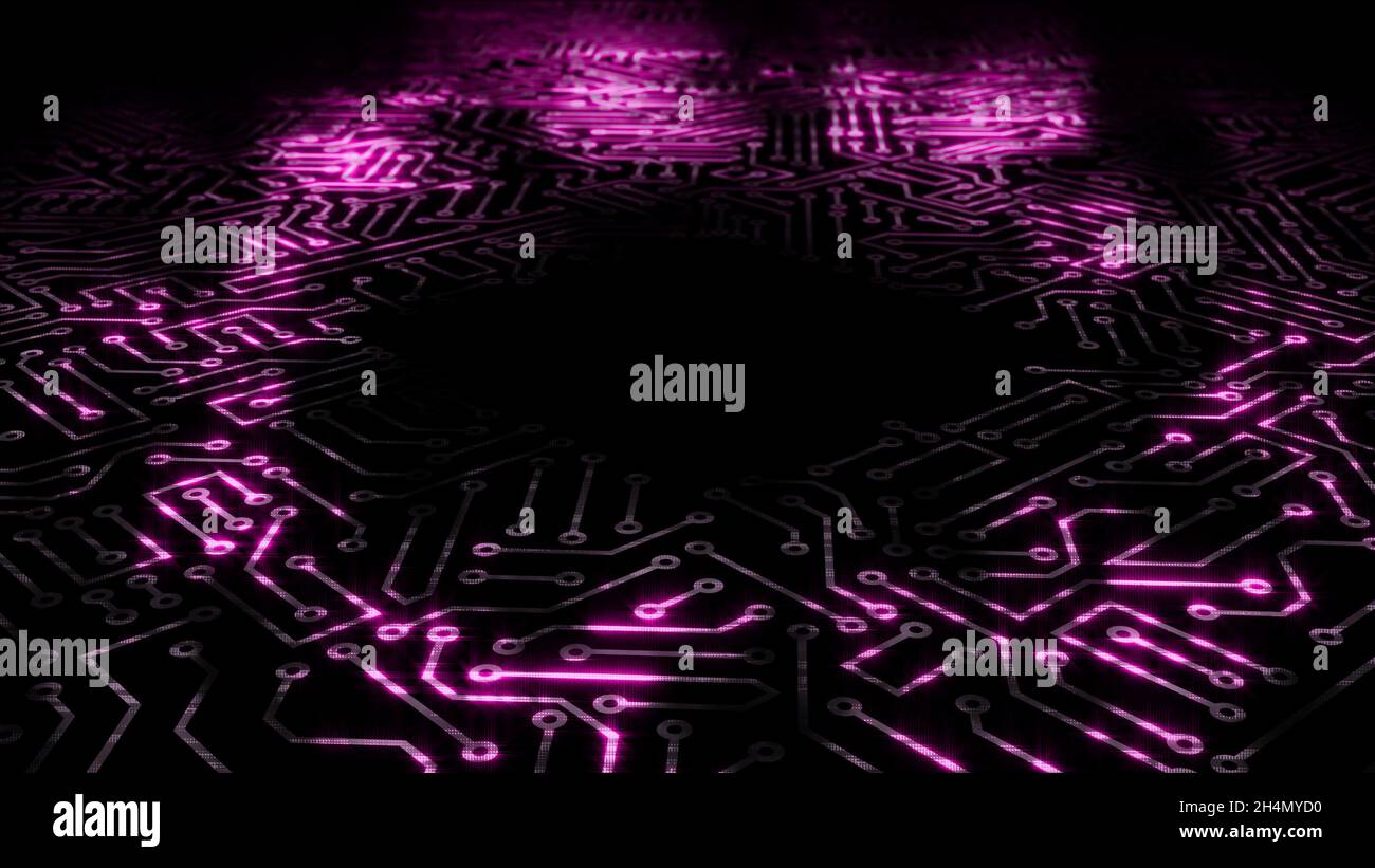 3D rendering of an electrical pulse passing through the circuits of a ...