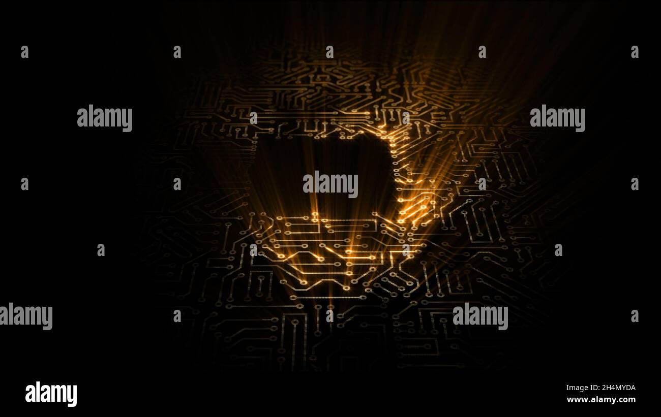 3D rendering of an electrical pulse passing through the circuits of a ...