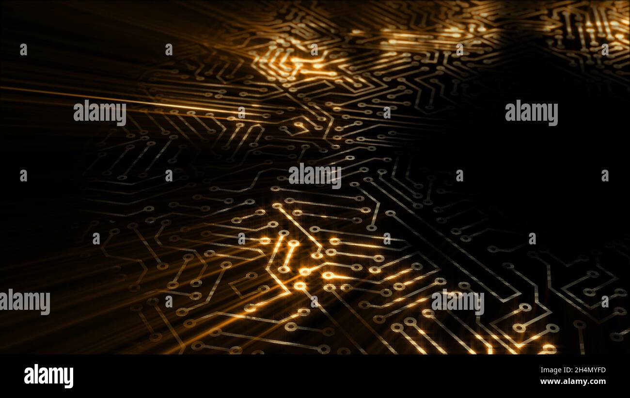 3D rendering of an electrical pulse passing through the circuits of a ...