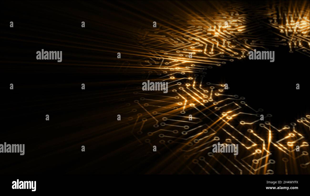 3D rendering of an electrical pulse passing through the circuits of a ...