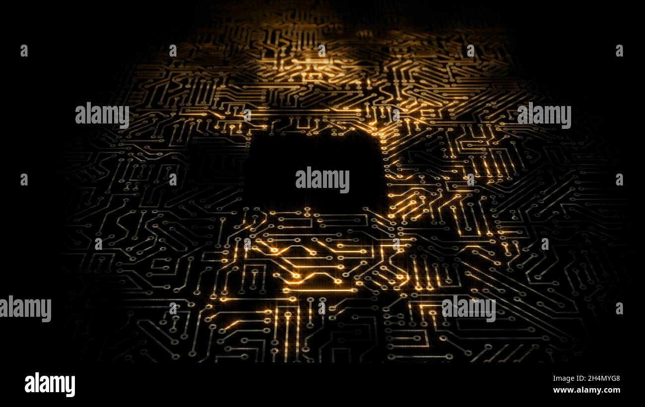 3D rendering of an electrical pulse passing through the circuits of a ...