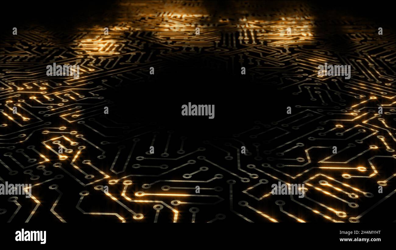 3D rendering of an electrical pulse passing through the circuits of a ...