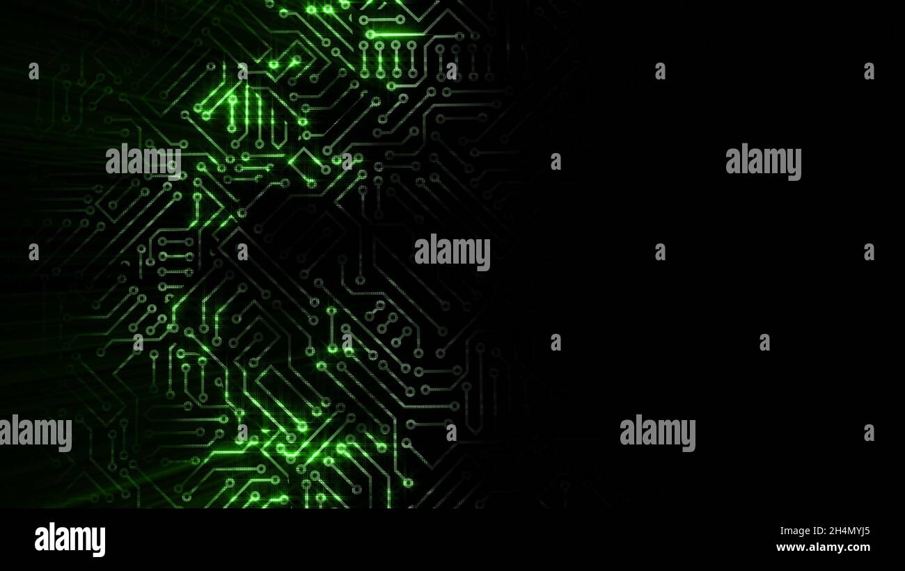 3D rendering of an electrical pulse passing through the circuits of a ...