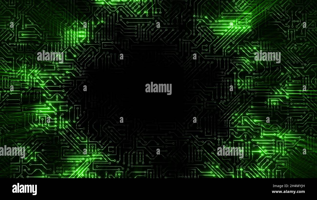 3D rendering of an electrical pulse passing through the circuits of a ...