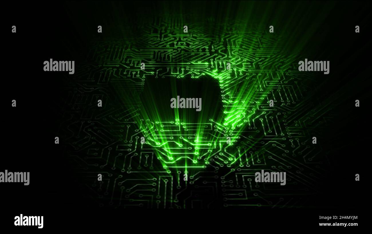 3D rendering of an electrical pulse passing through the circuits of a ...