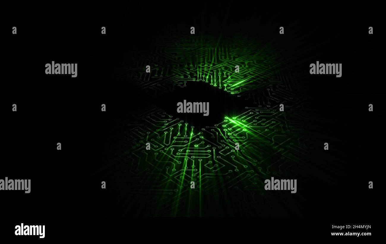 3D rendering of an electrical pulse passing through the circuits of a ...