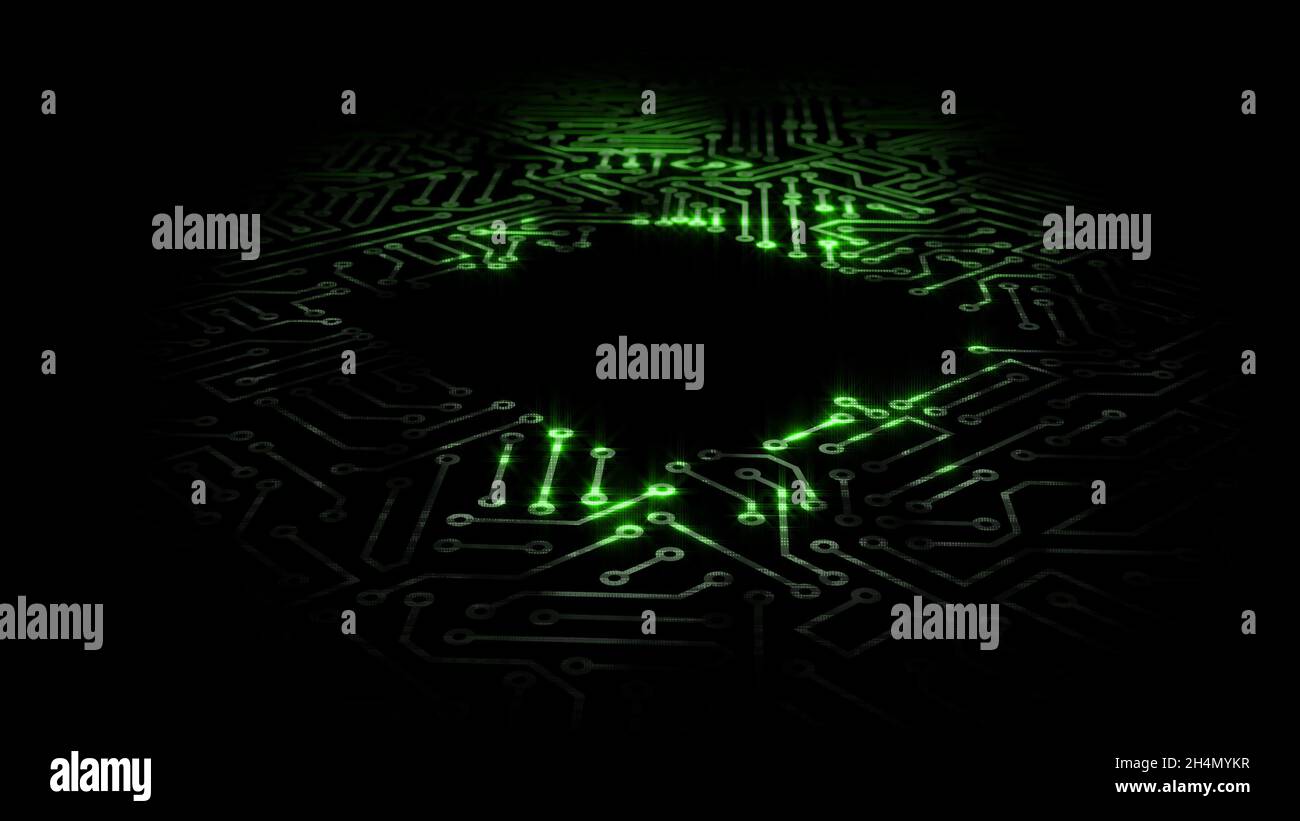 3D rendering of an electrical pulse passing through the circuits of a ...