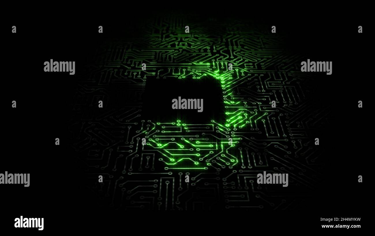3D rendering of an electrical pulse passing through the circuits of a ...