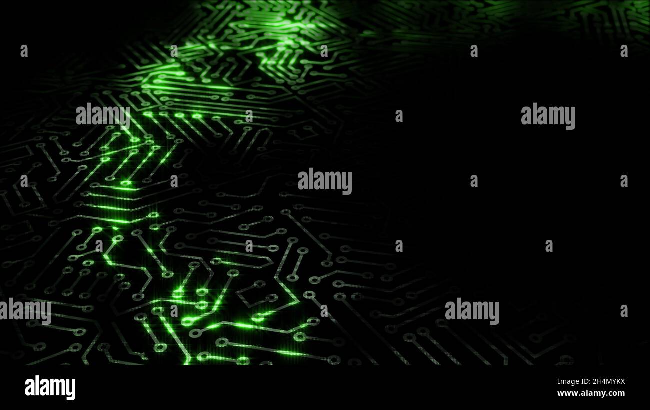 3D rendering of an electrical pulse passing through the circuits of a ...