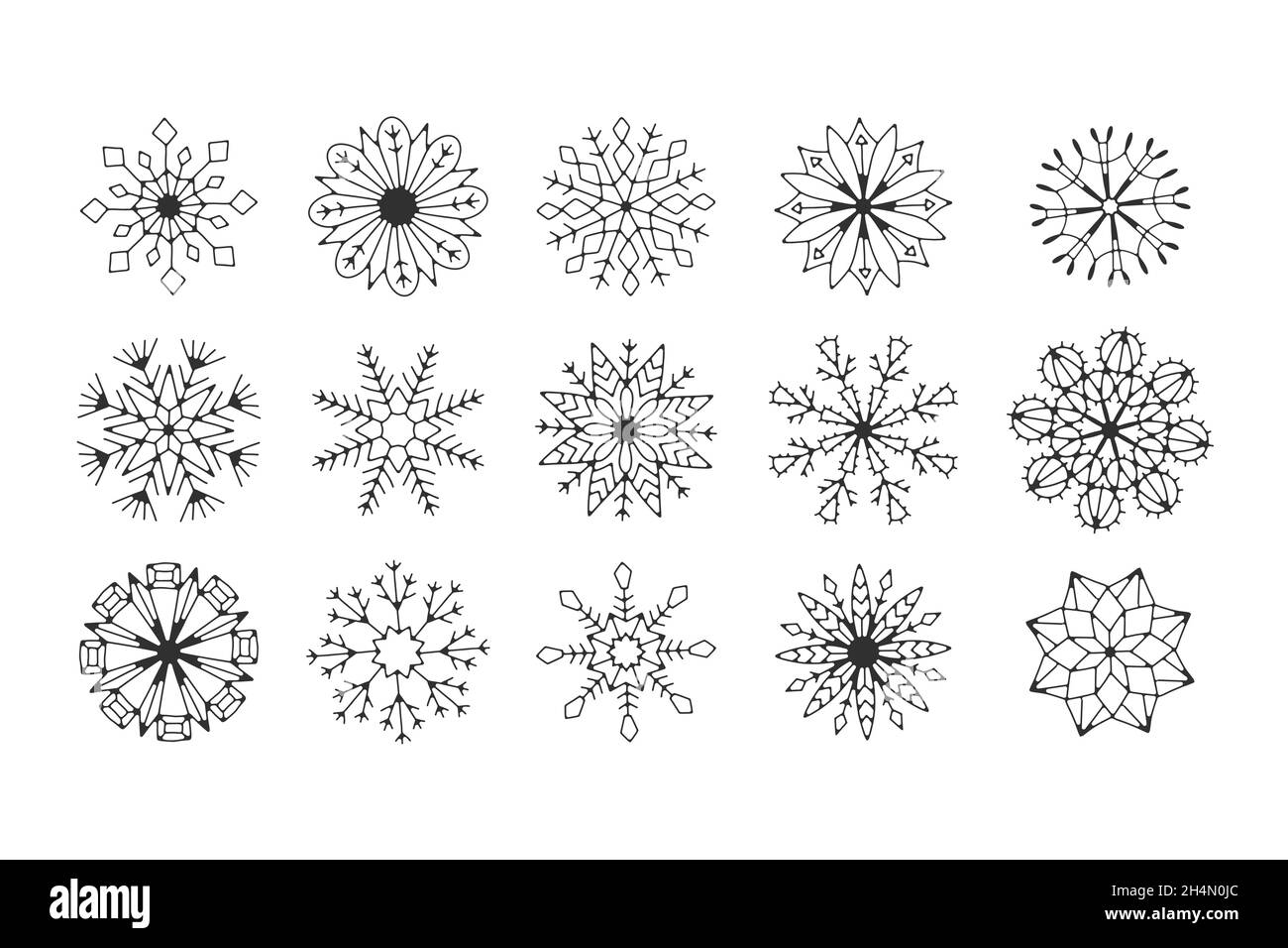 set of winter snowflakes, christmas snowfall design for holiday ...