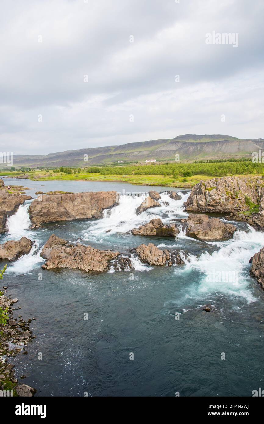 Waterfall Glanni in Nordura River in Borgarfjordur in west Iceland ...