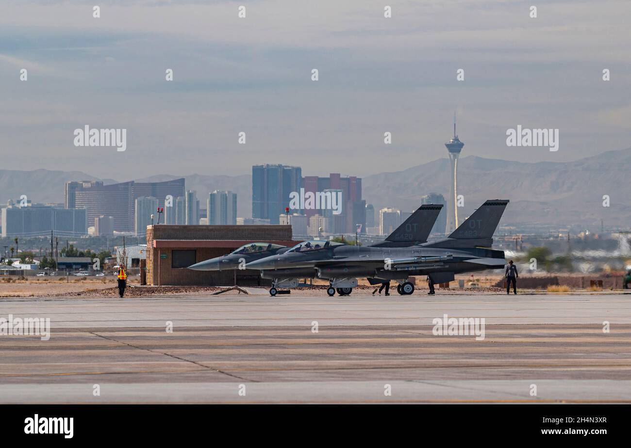 Two F-16 Falcon fighter jets assigned to the 422nd Test and Evaluation ...