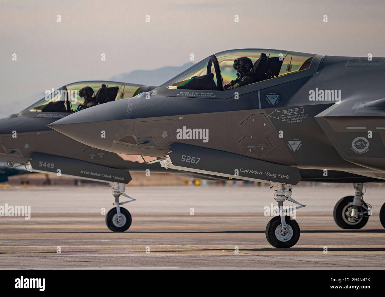 Two F-35A Lightning II fighter jets assigned to the 422nd Test and ...