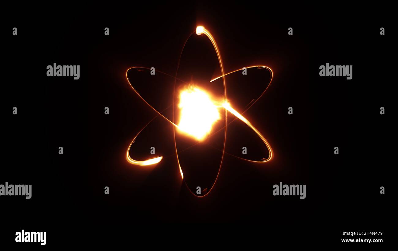 Fire atom on a black background Stock Photo - Alamy