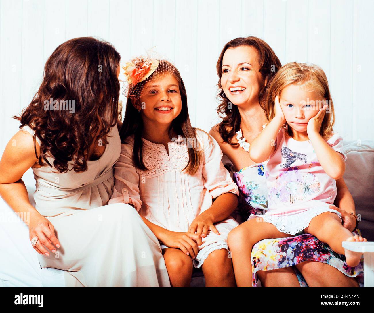 young pretty modern family at home happy smiling, lifestyle people ...