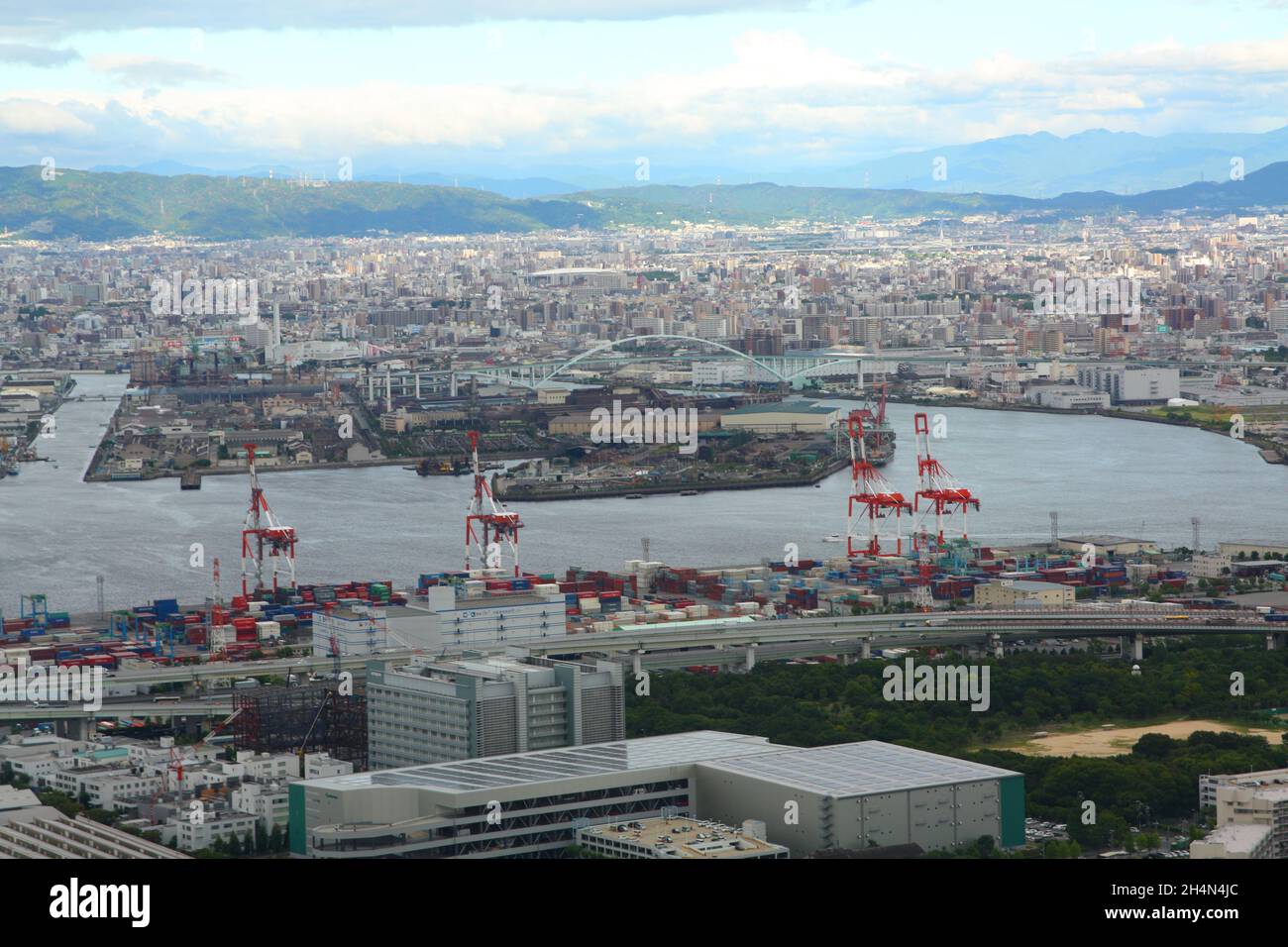 Osaka port, aerial view Stock Photo - Alamy