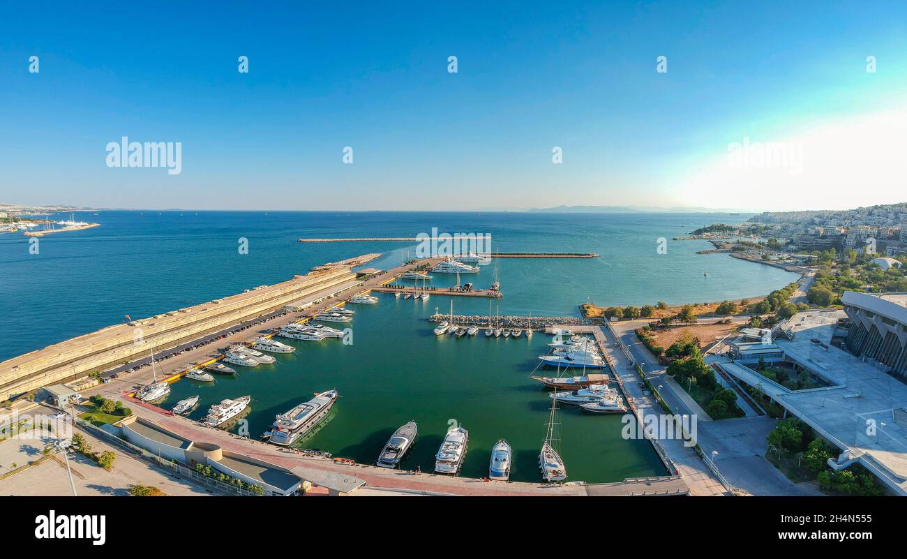 Aerial view over Marina at Faliro city, near SEF stadium in Athens ...