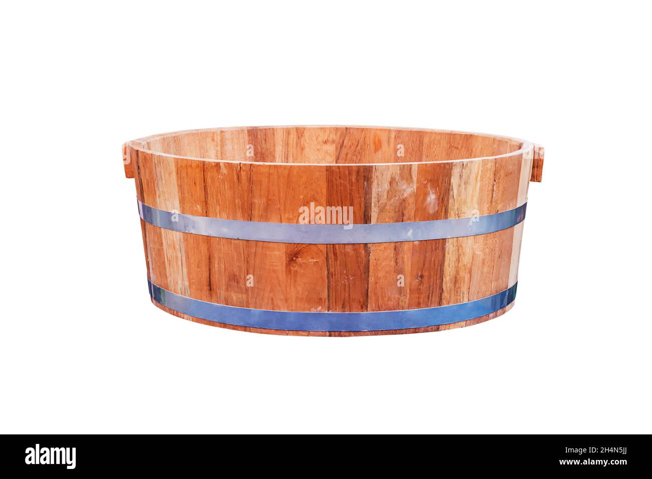 Empty wooden tub isolated on white background with path Stock Photo - Alamy