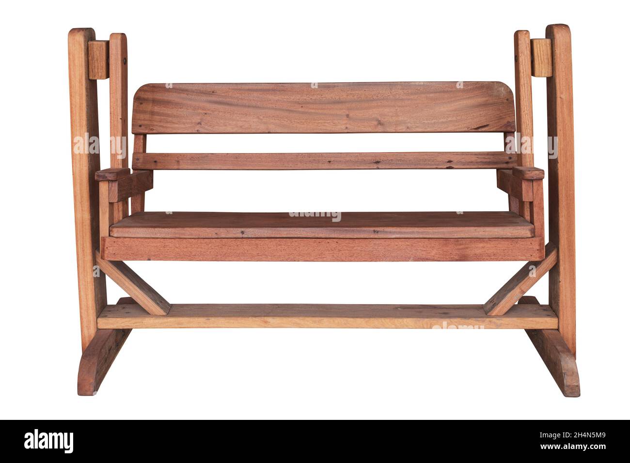 Wooden swing bench isolated on white background with clipping path ...