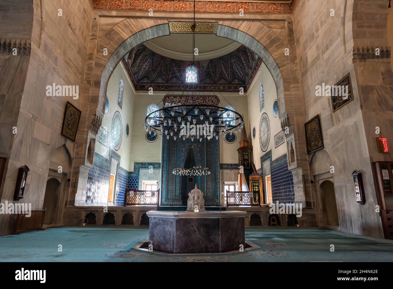 Bursa, Turkey – November 10, 2020. Interior view of the Green Mosque ...