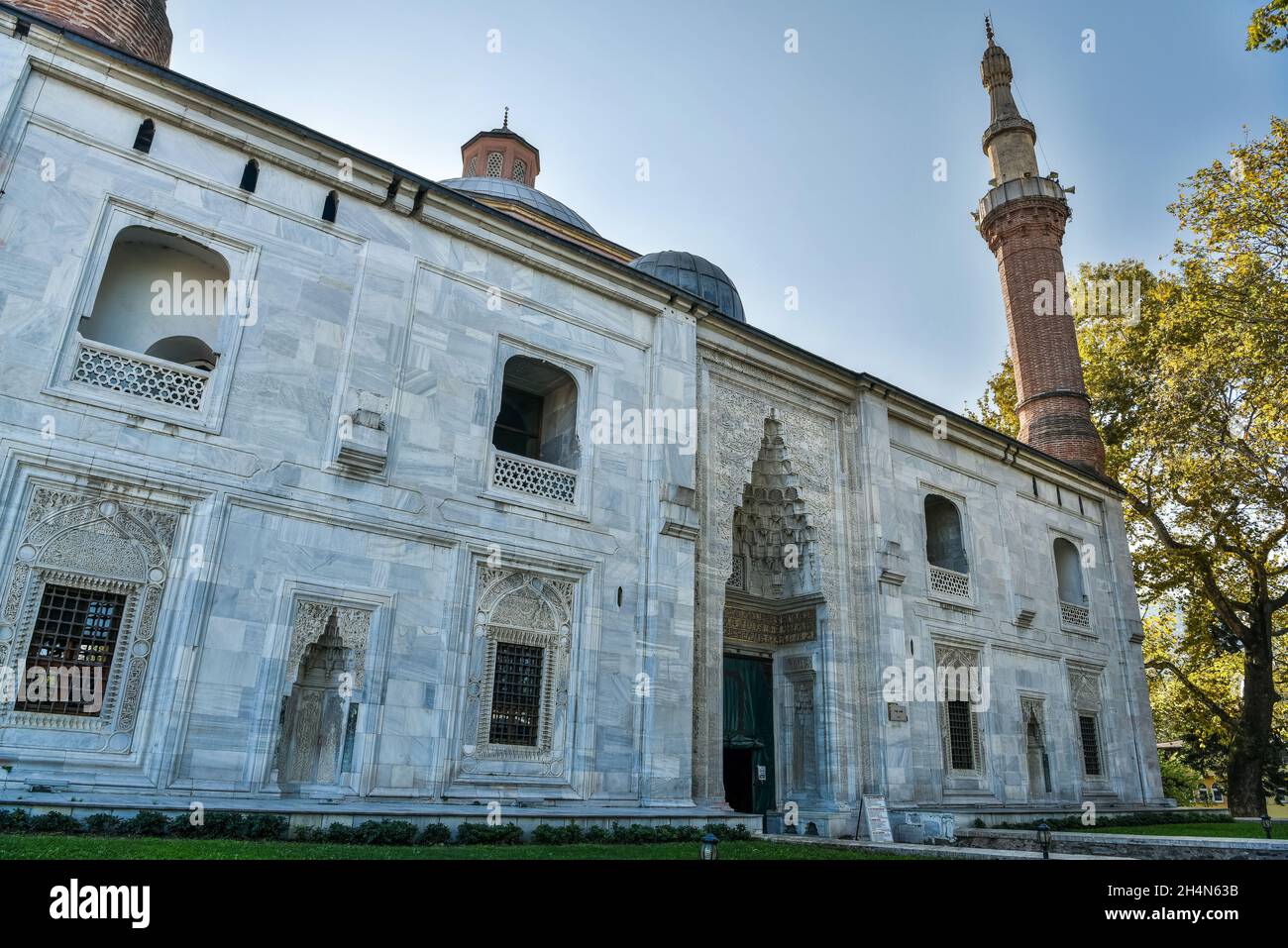 Bursa, Turkey – November 10, 2020. The north facade of the Green Mosque ...
