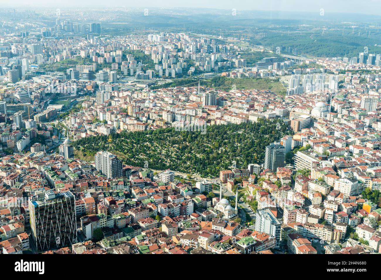 Istanbul, Turkey – November 12, 2020. Aerial view over Kagithane ...