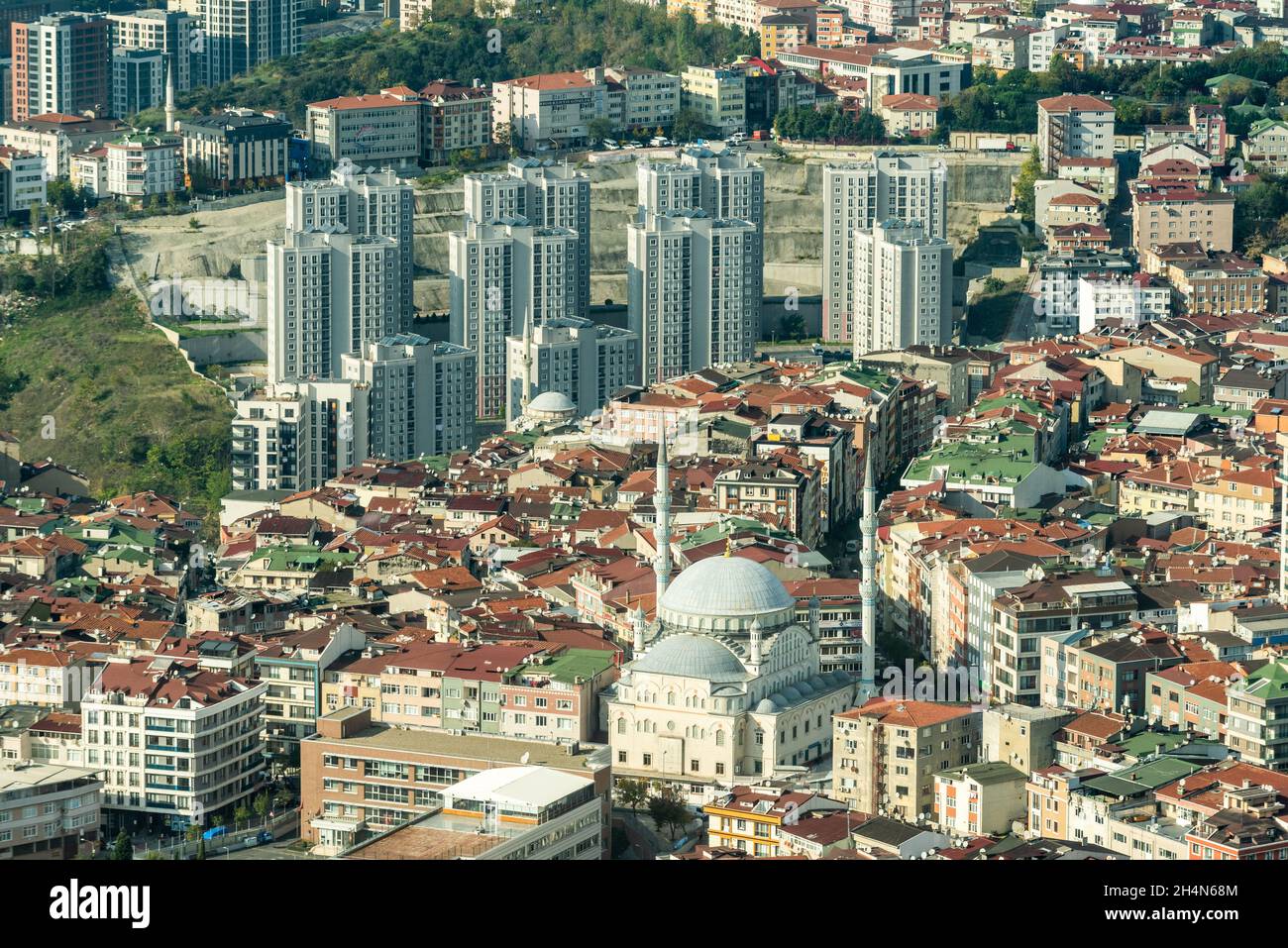 Istanbul, Turkey – November 12, 2020. Aerial view over Kagithane ...