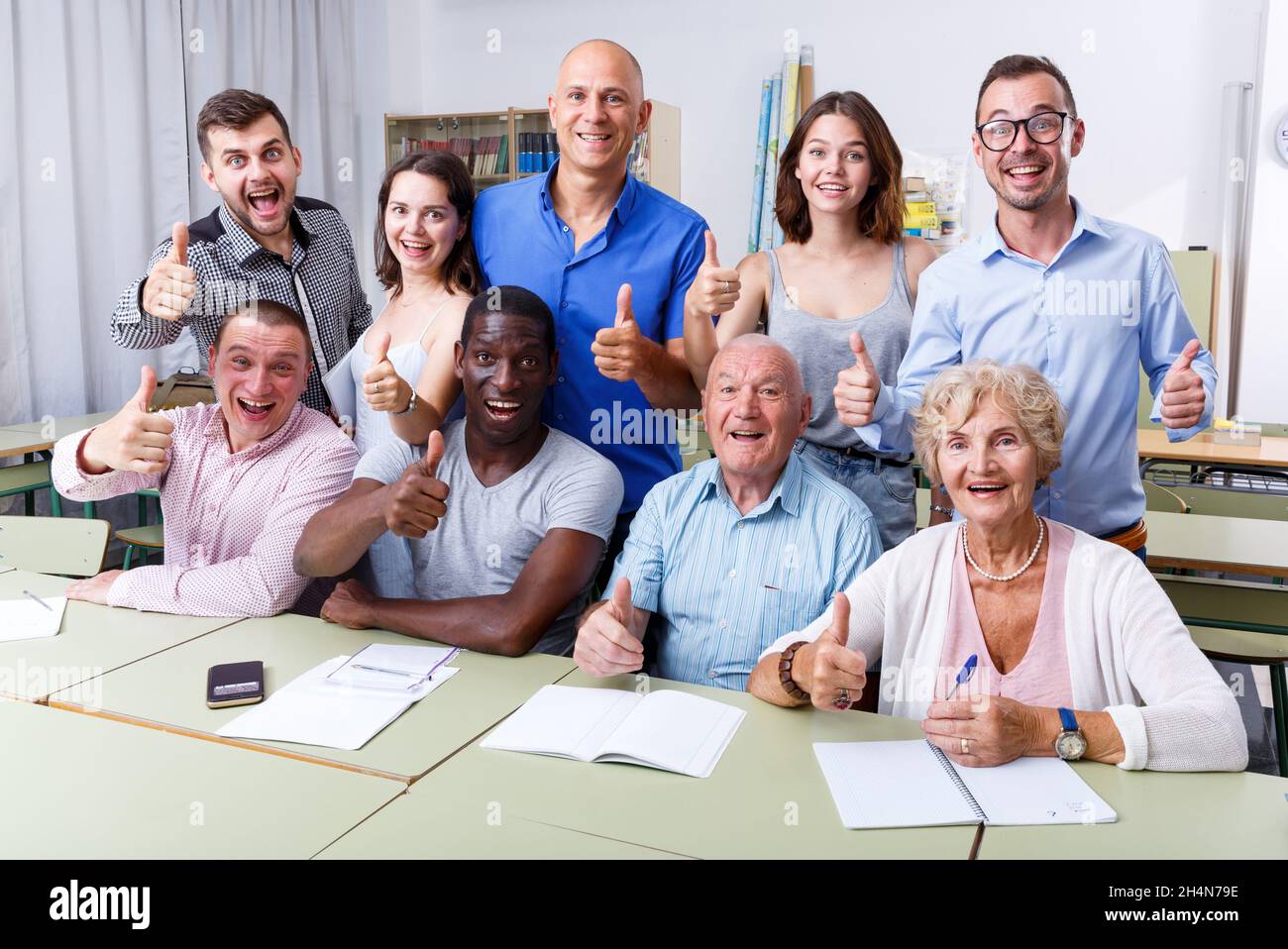 Portrait of group students different ages Stock Photo - Alamy