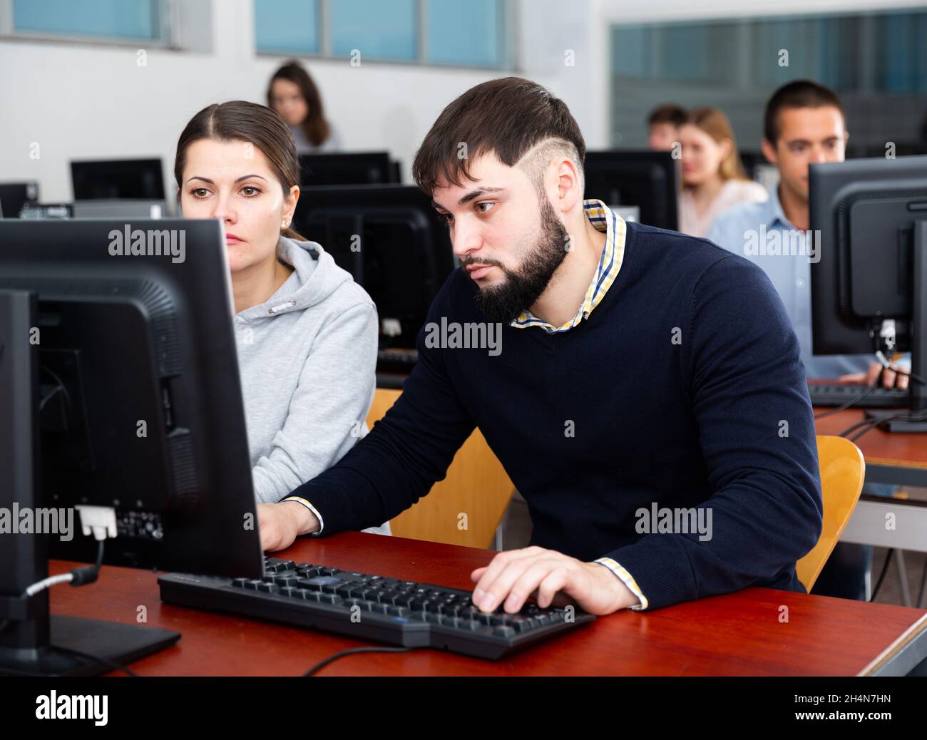 University students are engaged in computer class Stock Photo - Alamy