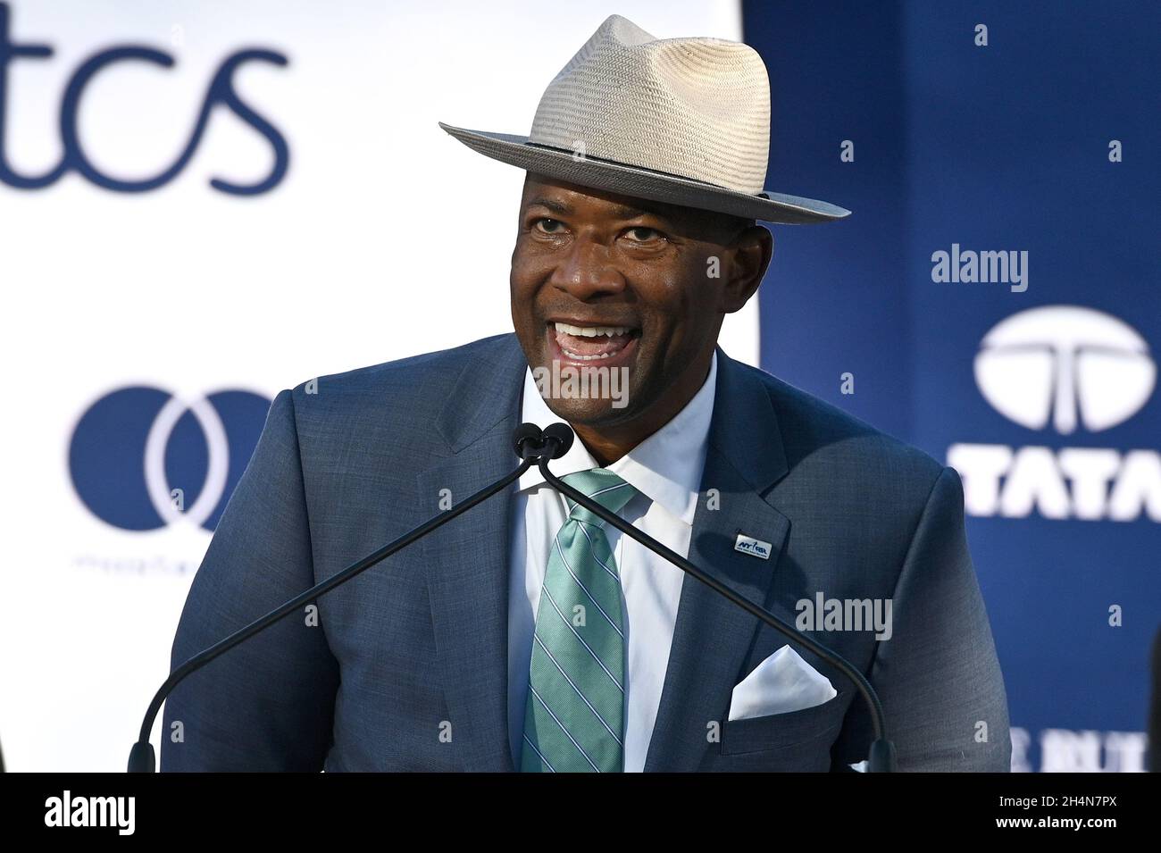 Ted Metellus, Vice President of Events and Race Director, NYRR, speaks ...